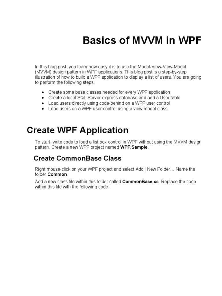 03 Wpf Mvvm Basics Pdf Extensible Application Markup Language Windows Presentation Foundation