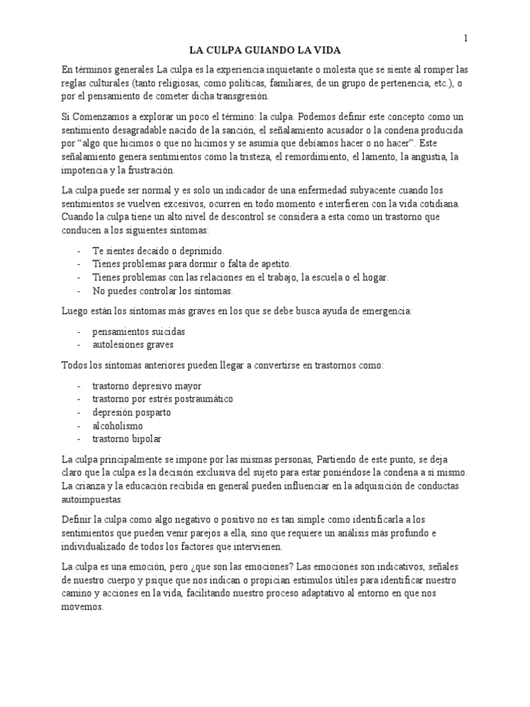 Culpa Pdf Culpa Emoción Las Emociones