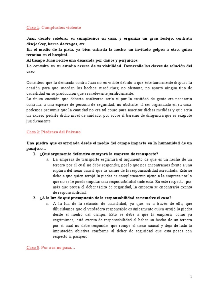 Casos Casebook | Descargar gratis PDF | Causalidad (Ley) | Daños y perjuicios
