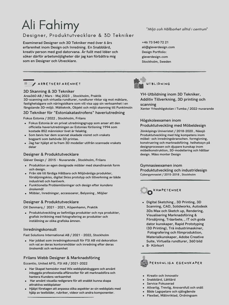 Ali Fahimy Design CV 2023 | PDF