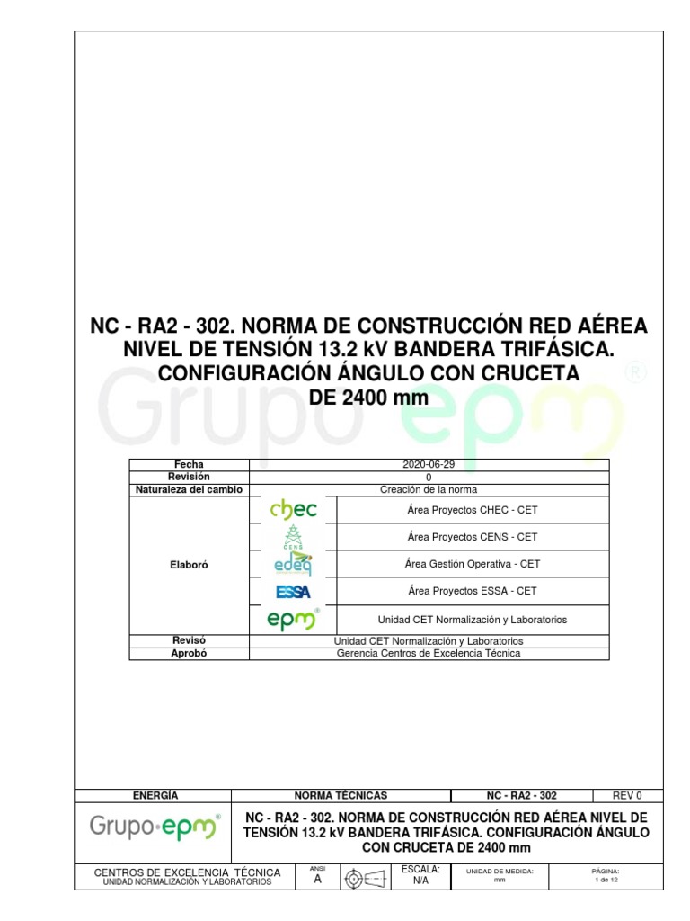NC Ra2 302 | PDF | Aislador (Electricidad) | Conductor electrico