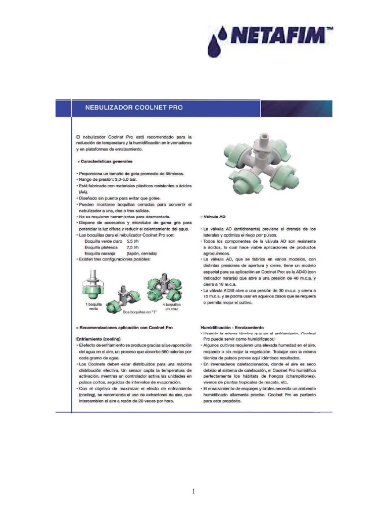 Nebulizador Coolnet Pro NETAFIM | PDF