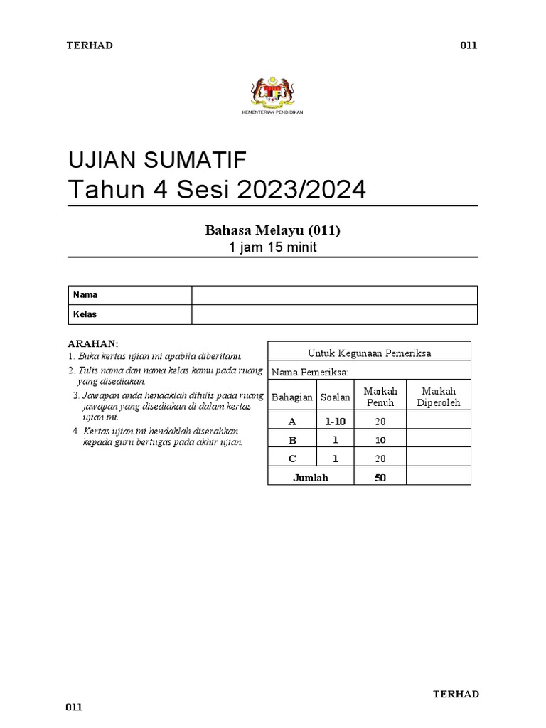 BM T4 Sumatif 2023 Mei | PDF