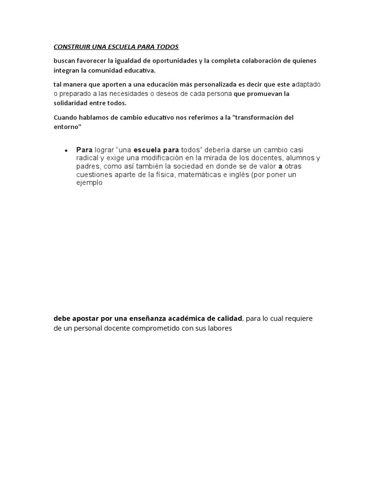 Construir Una Escuela para Todos | PDF
