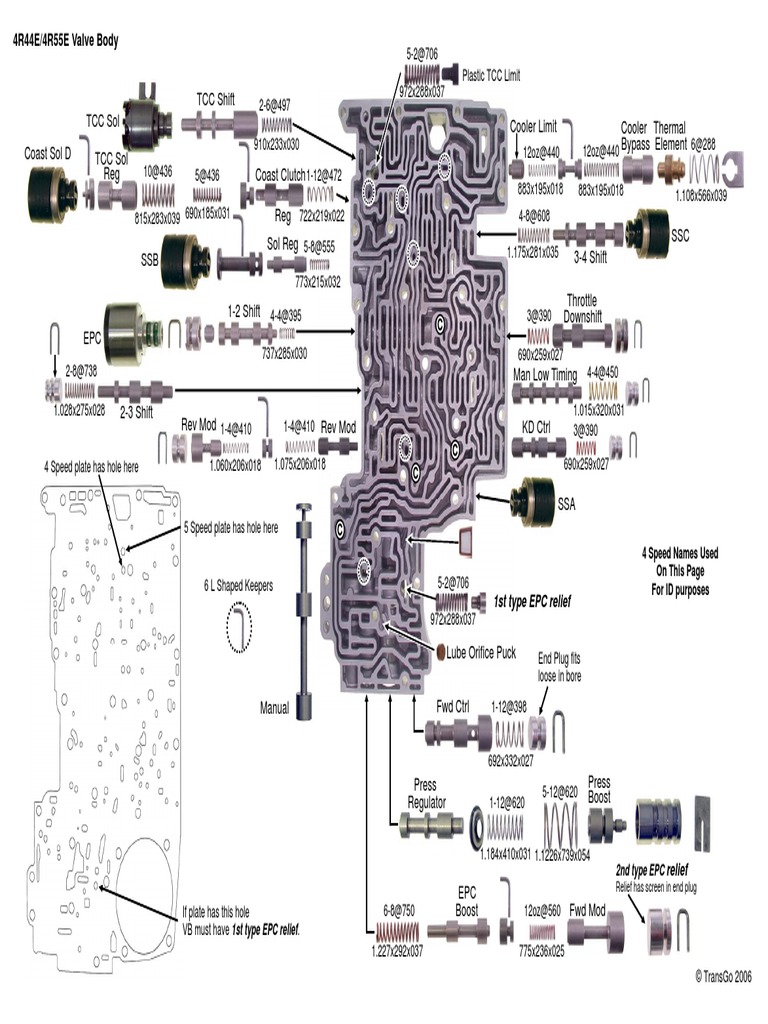 4R44E/4R55E Valve Body: 4 Speed Names Used On This Page For ID Purposes ...