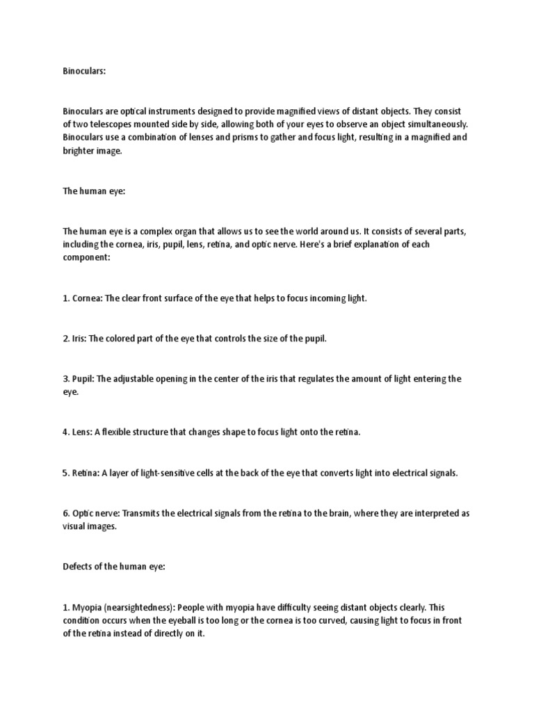 Physics Human Eye and Binocular | PDF | Human Eye | Eye