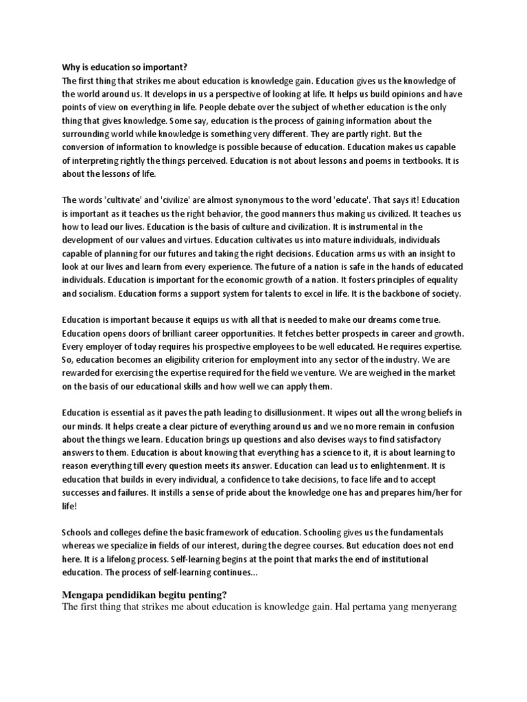 Why Is Education So Important | PDF | Employment | Psychological Attitude