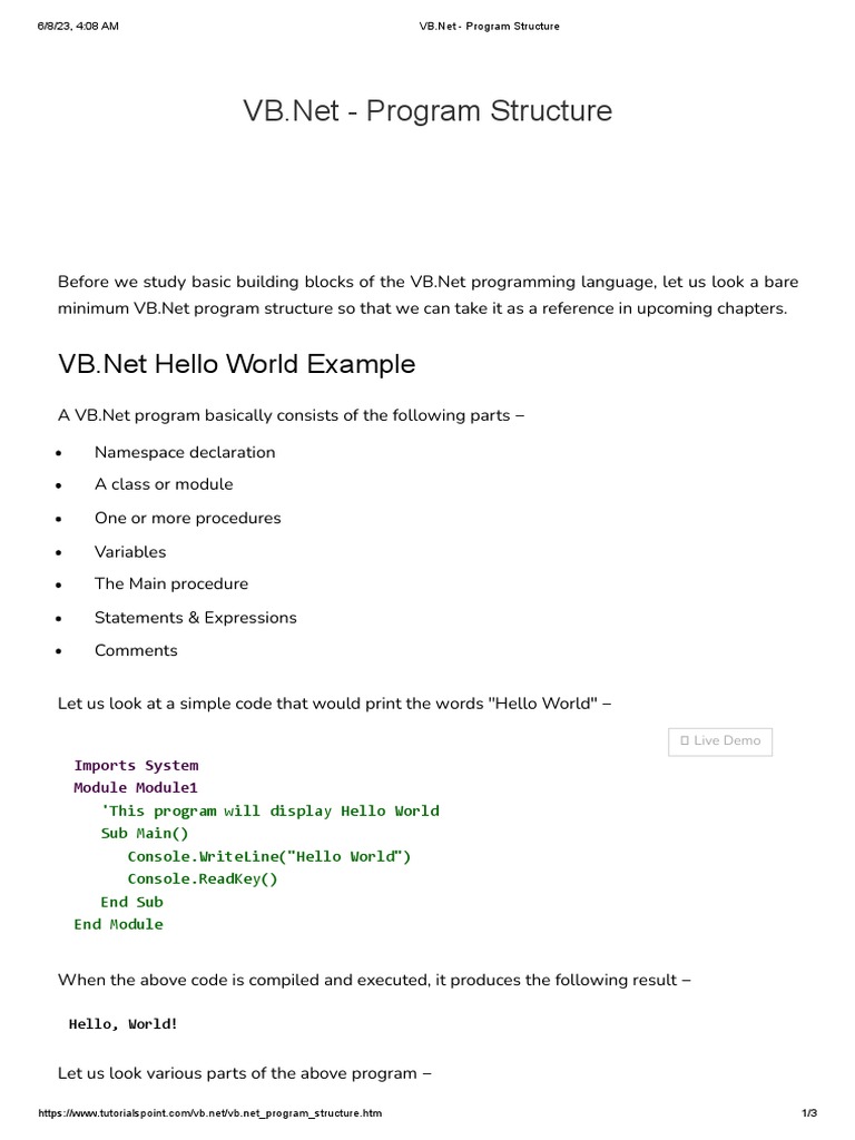 Program Structure | PDF