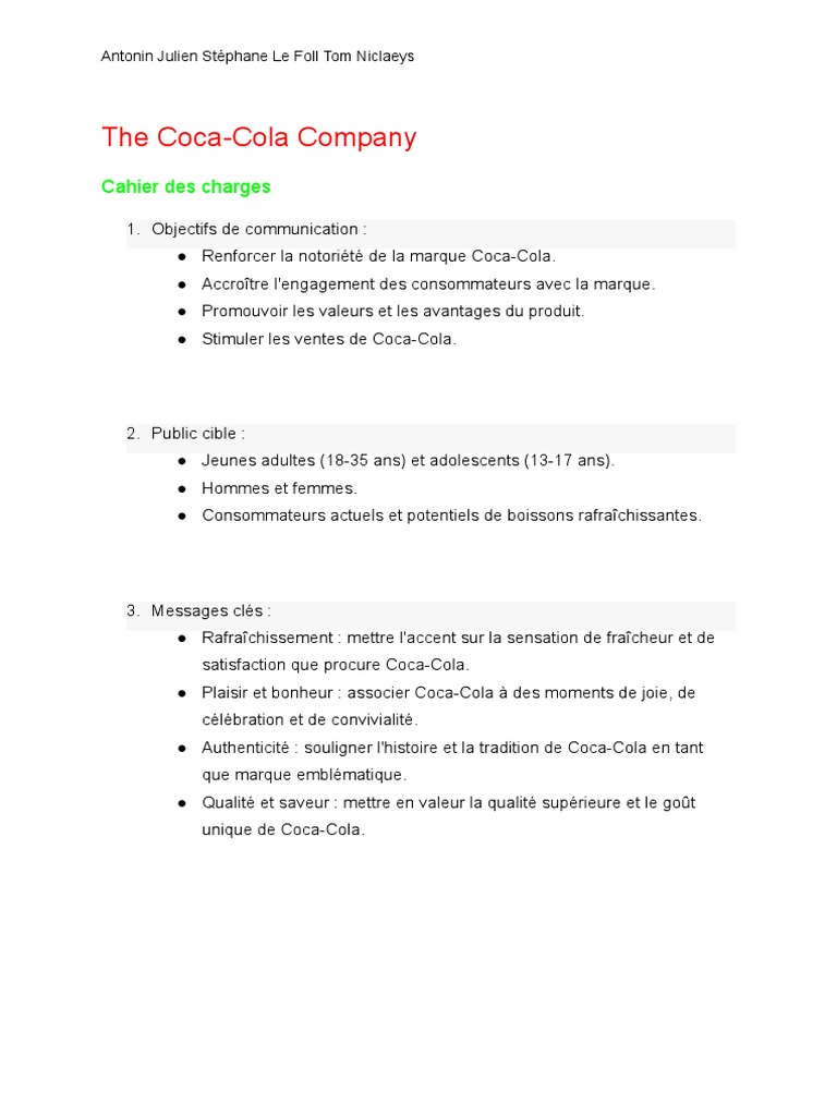 Stratégie de communication Coca-Cola | PDF | Marque | Publicité