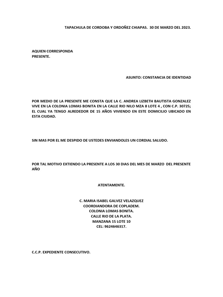 Constancia de Domicilio | PDF