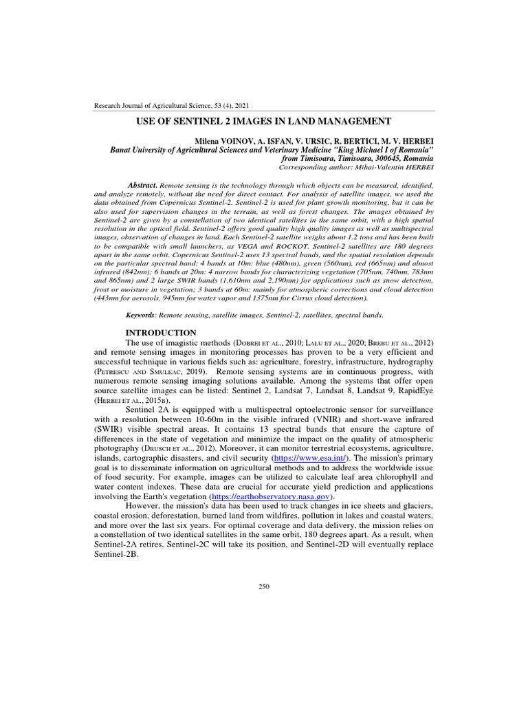 Use of Sentinel 2 Images in Land Management | PDF | Infrared ...