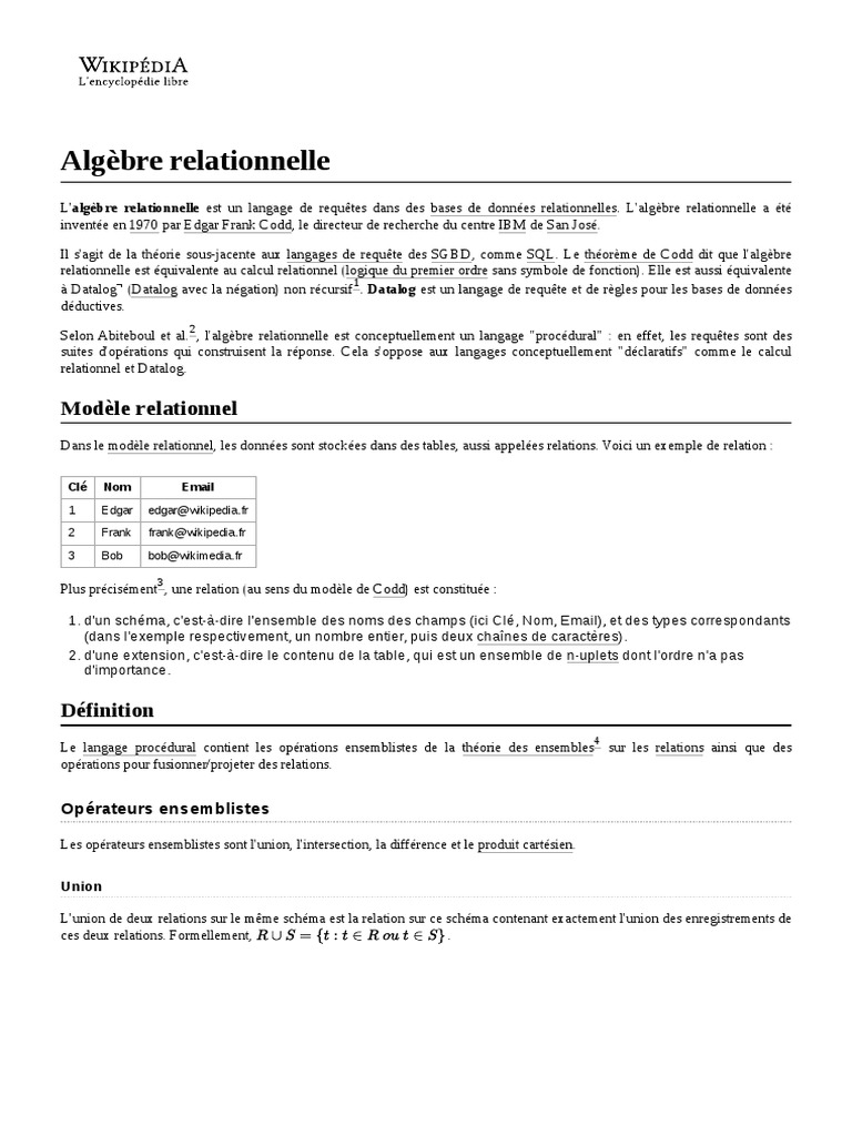 Algèbre_relationnelle | PDF