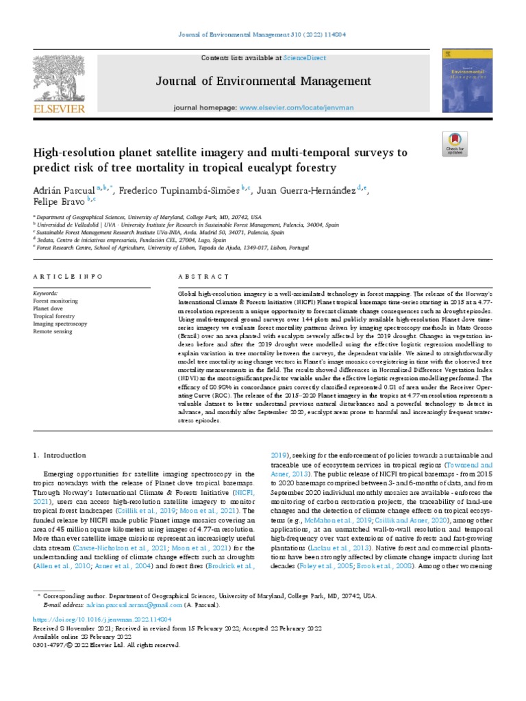 High-resolution planet satellite imagery and multi-temporal surveys to ...