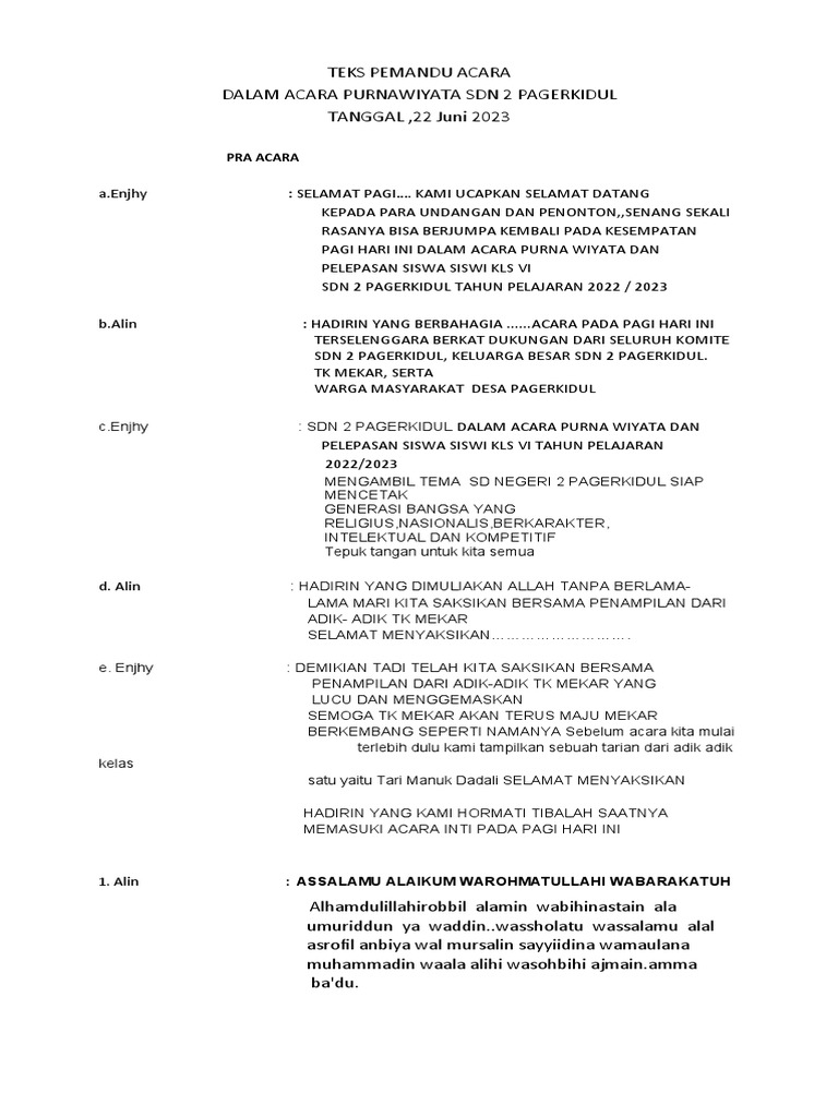 Teks Pemandu Acara Fix | PDF