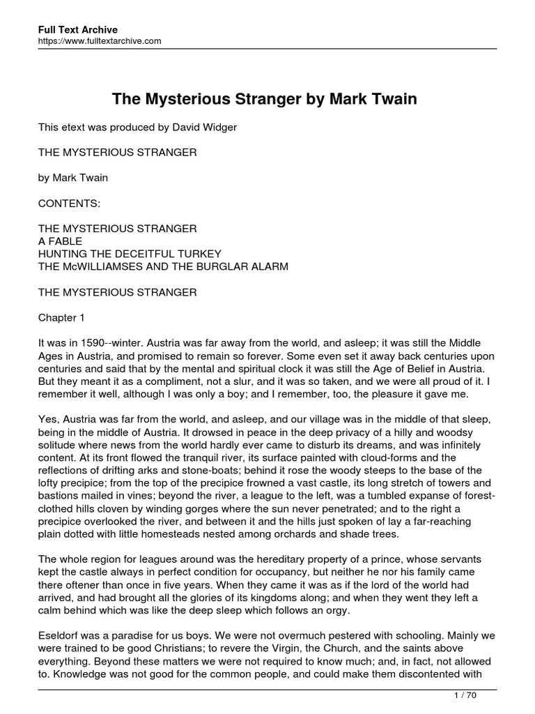 The Mysterious Stranger | PDF | History | Religion & Spirituality