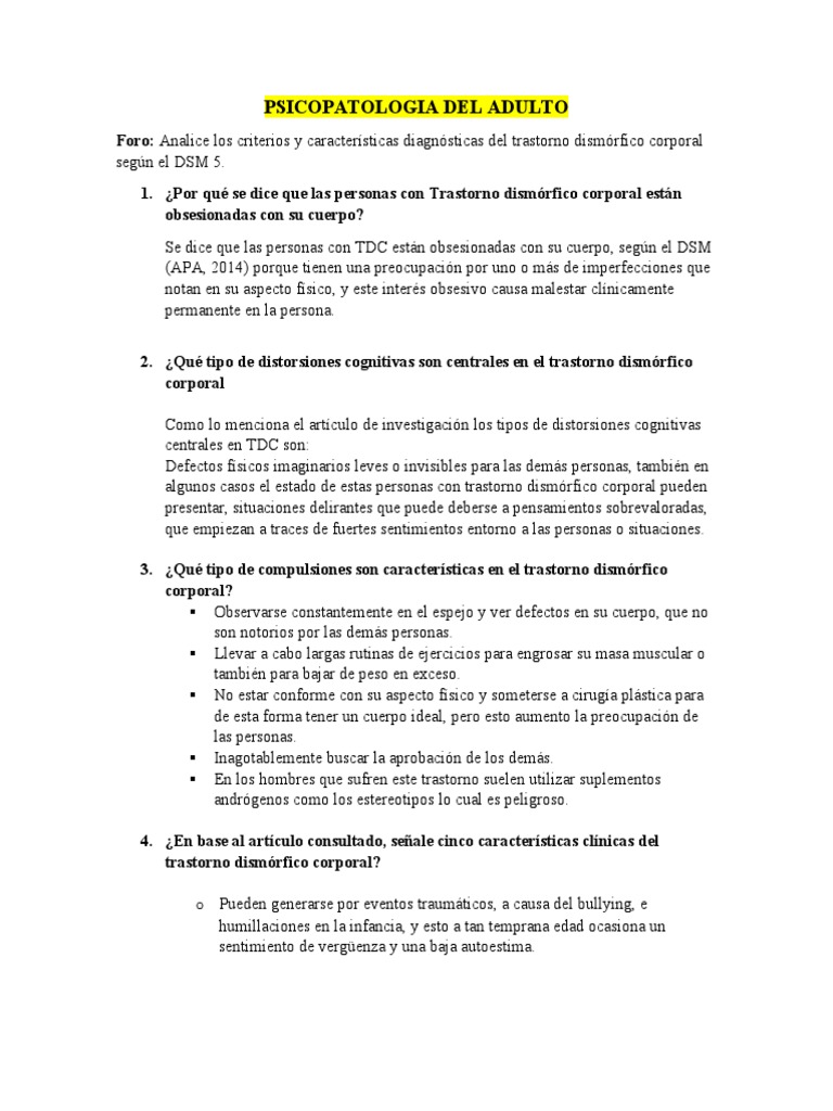 Foro Analice Los Criterios Y Características Diagnósticas Del