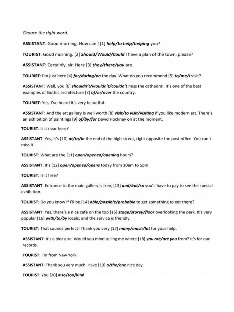 Dialog at The Tourist Information Office | PDF