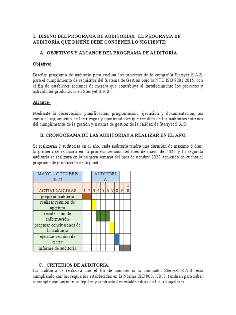 Evidencia Aa2 - Ev2 Taller Programa y Plan de Auditoria | PDF