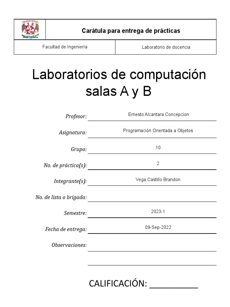 Práctica De Programacion Orientada A Objetos Pdf Computadoras