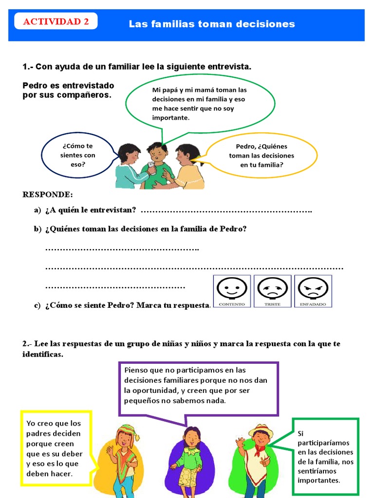 D1 A2 FICHA PS. Las Familias Toman Decisiones | PDF | Toma de decisiones