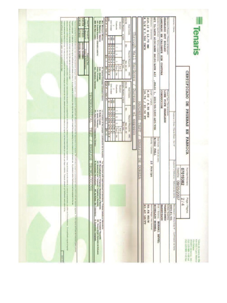 Certificado Tamsa | PDF