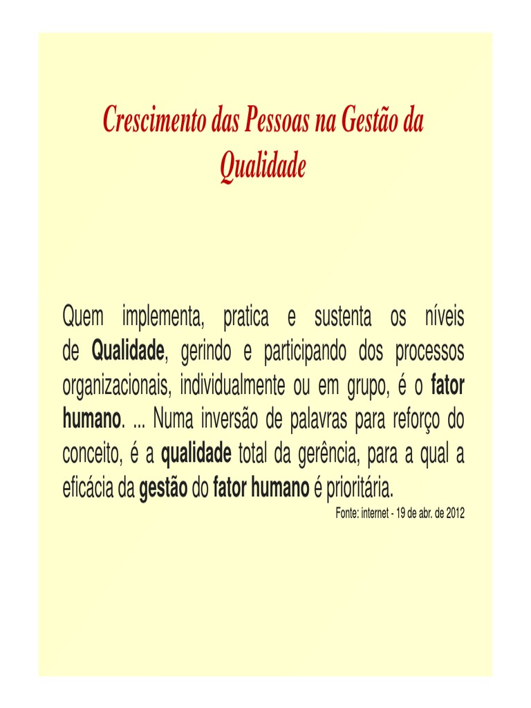 Fator Humano Na Gestão Da Qualidade | PDF