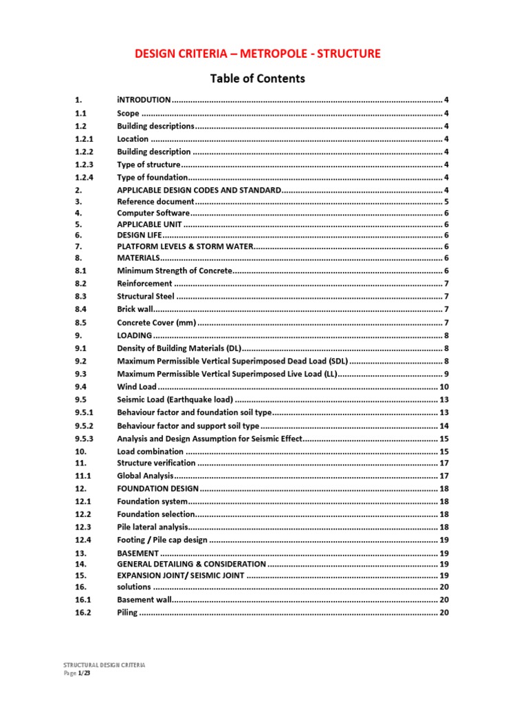 METROPOLE - DESIGN CRITERIA - Rev. 3 | PDF