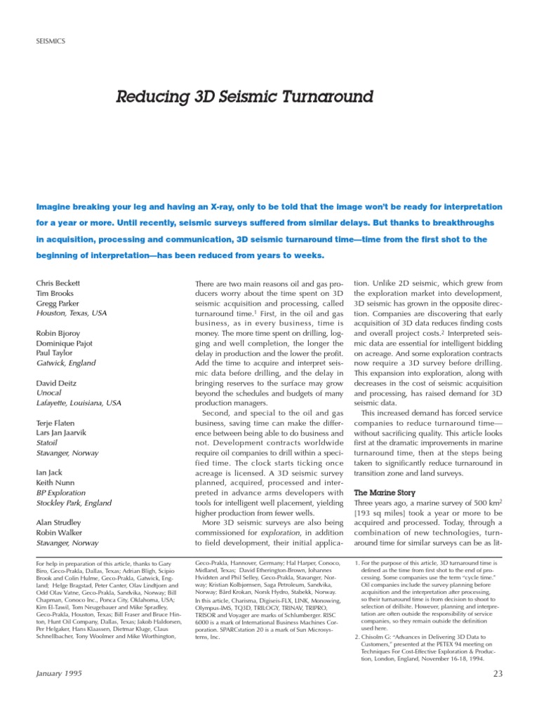 Reducing 3D Seismic Turnaround: Seismics | PDF | Reflection Seismology | Surveying