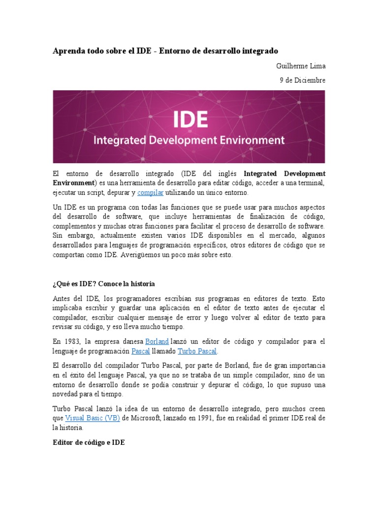 Entorno de Desarrollo Integrado | PDF | Entorno de desarrollo integrado ...