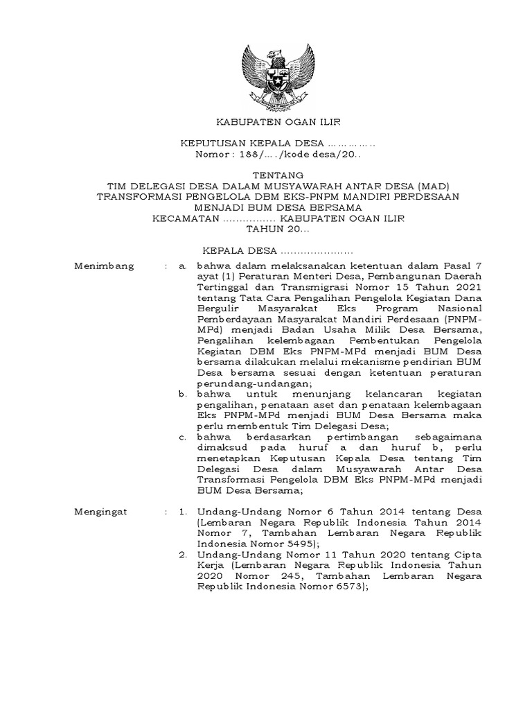 Draft - SK Delegasi - MAD | PDF