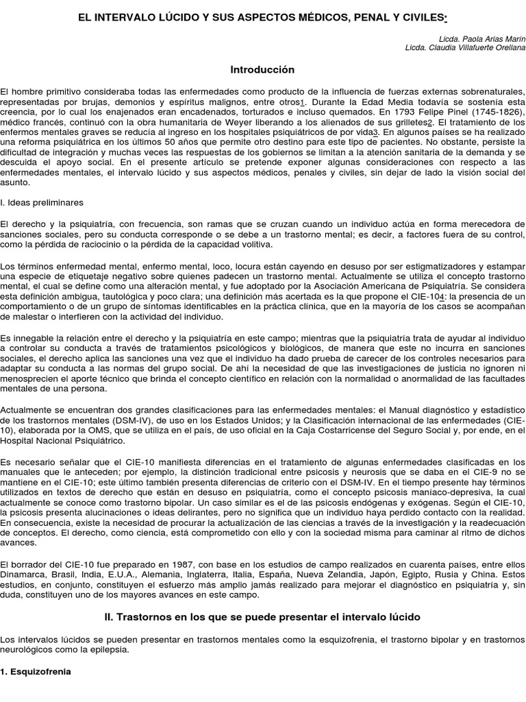 El Intervalo Lucido y Sus Aspectos Arias | Descargar gratis PDF ...