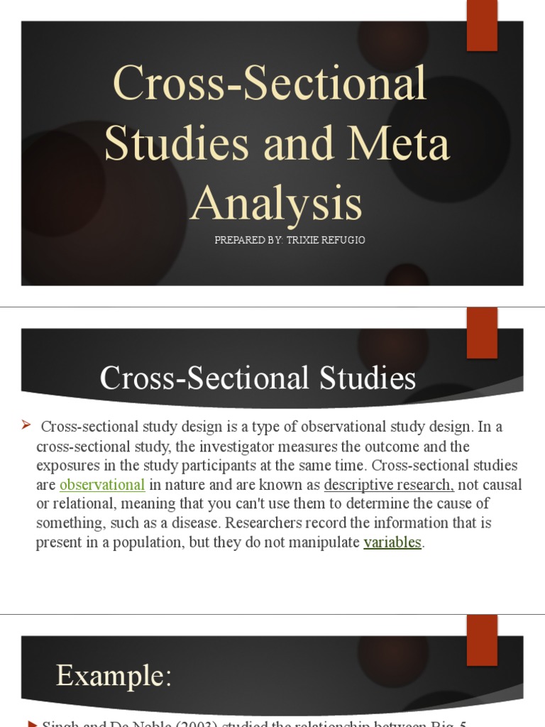 Cross Sectional Studies and Meta Analysis, Longitudinal Studies) | PDF
