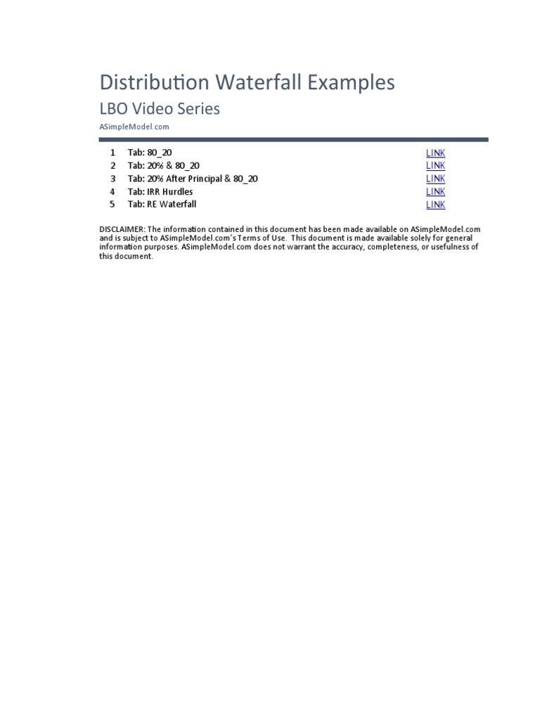 Distribution Waterfall 5 Examples | PDF | Internal Rate Of Return | Money