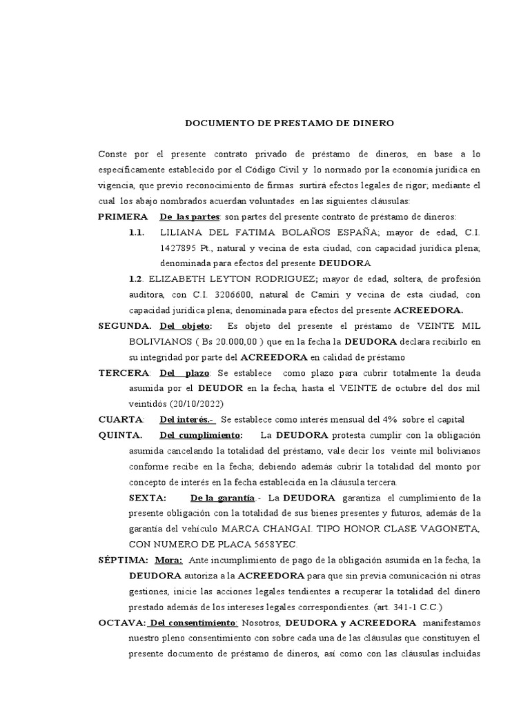 Documento de Prestamo 1000 | PDF | Derecho civil (sistema legal ...