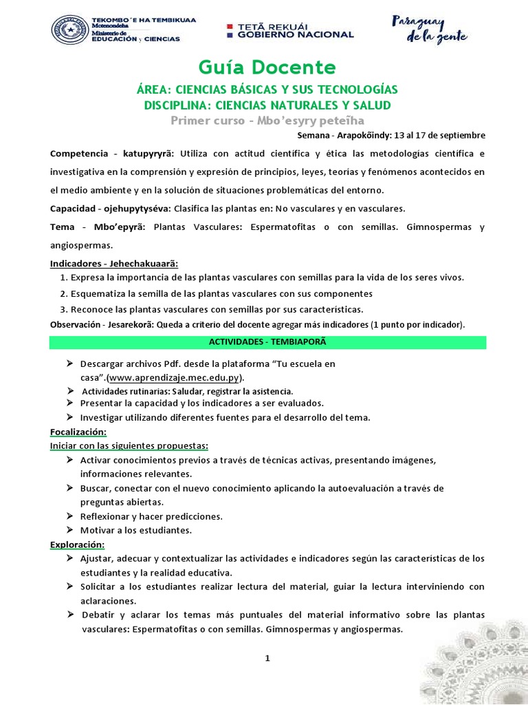 1° Cien Nat PC D 14 Setiembre | PDF | Plantas | Flores