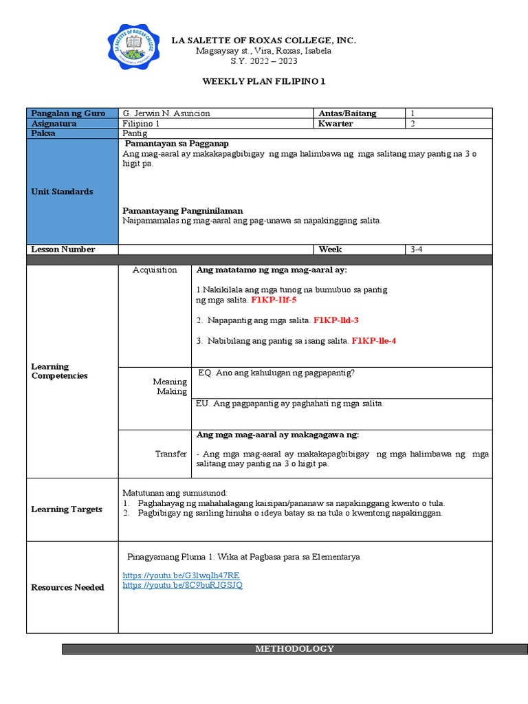 Learning Plan Q2 Week 3-4 | PDF