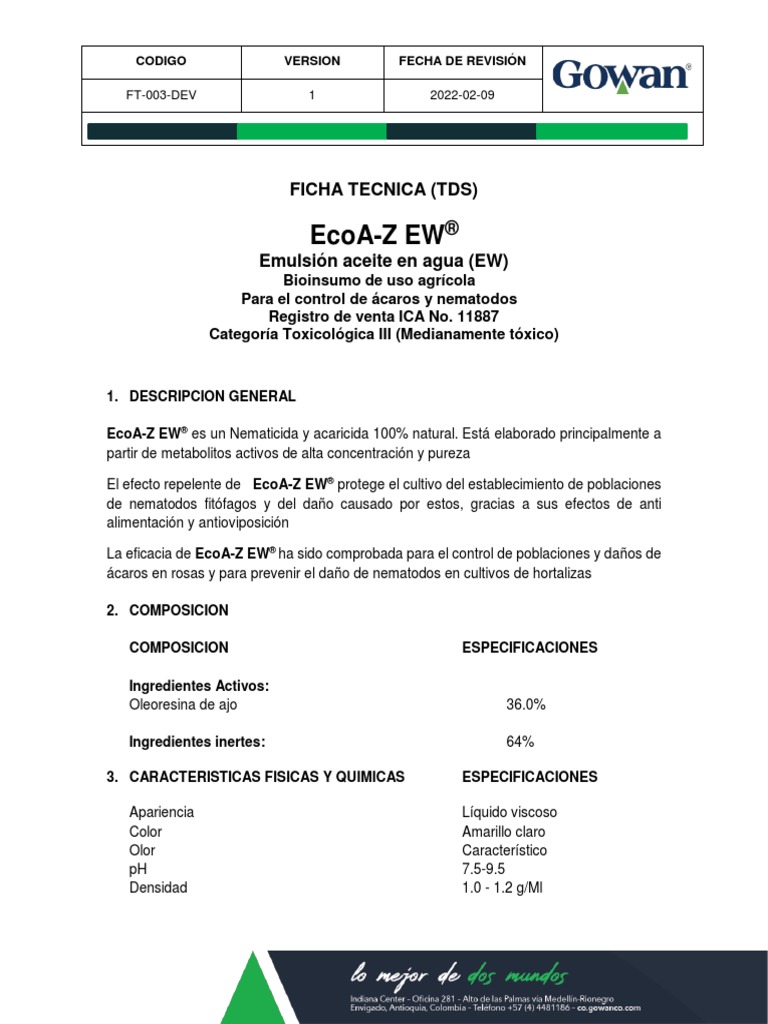 Ft-003-01-Dev Ficha Técnica Ecoa-Z Ew GC | PDF