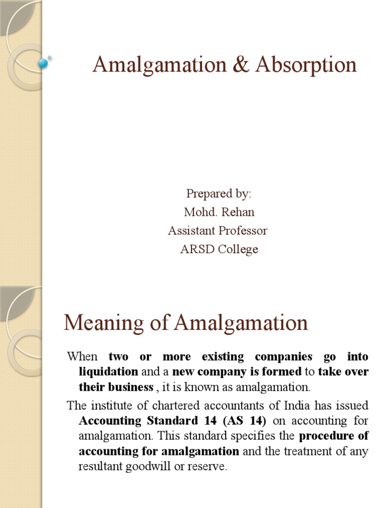Amalgamation, Absorption, and Reconstruction Guide | PDF | Business ...