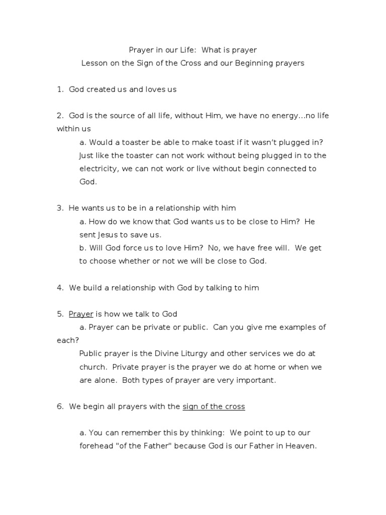 Lesson Plan For Sign of The Cross and Prayer | PDF | Icon | Religious ...