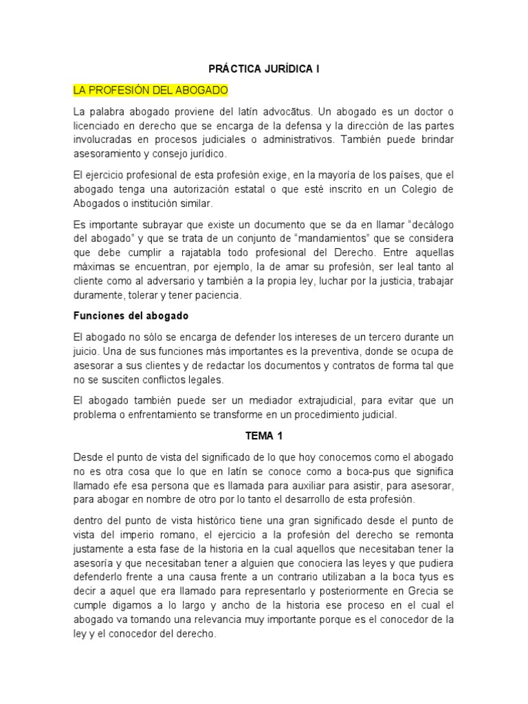 Practica Juridica I | Descargar gratis PDF | Colegio de Abogados | Juez