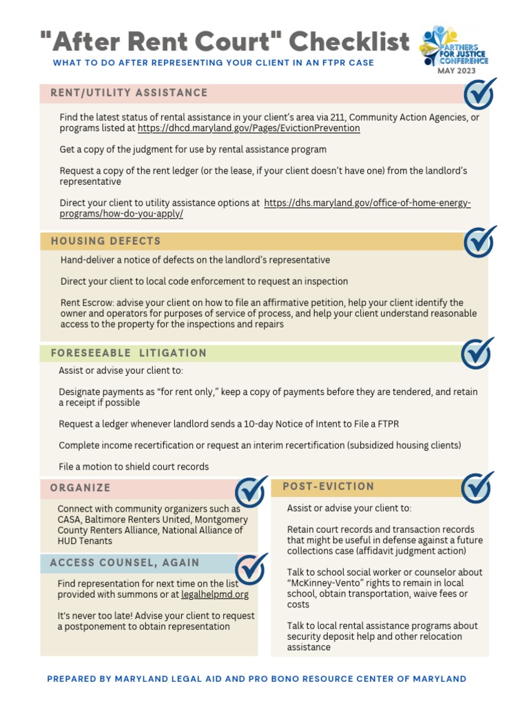 After Rent Court Checklist | PDF