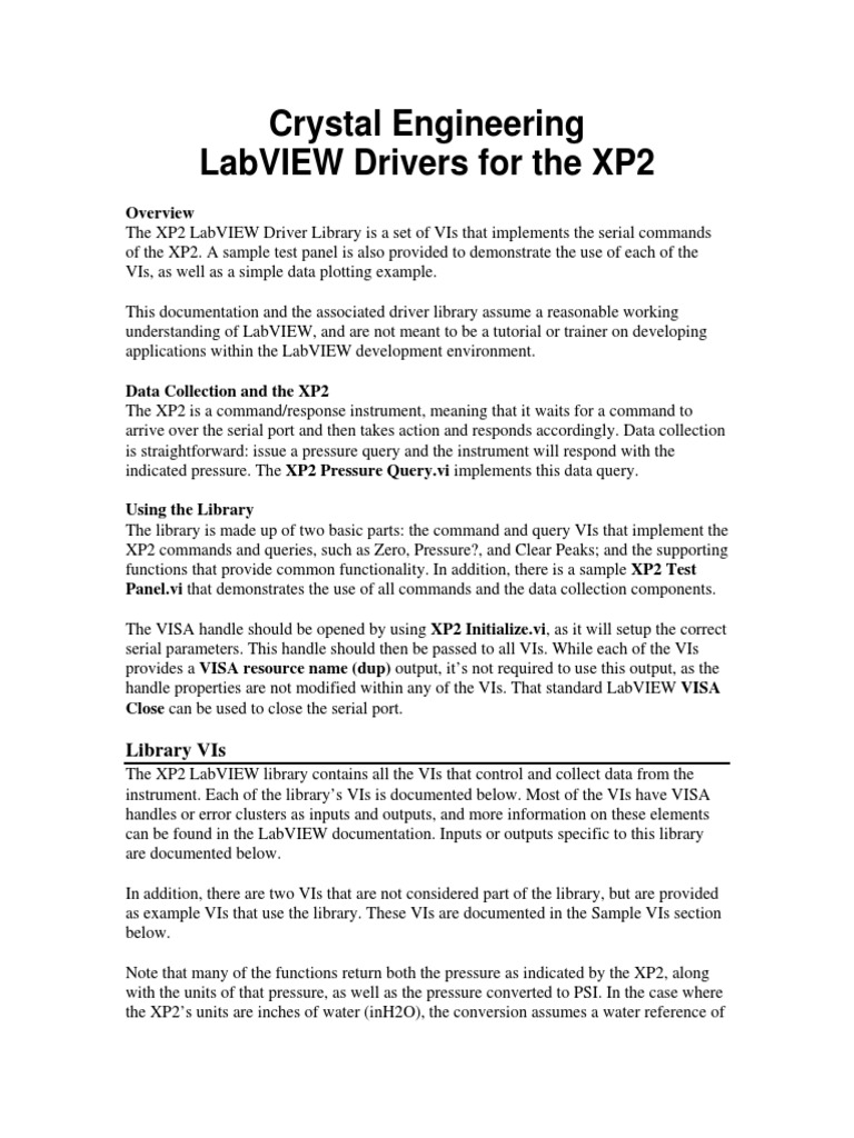LabVIEW Drivers For The XP2 | PDF