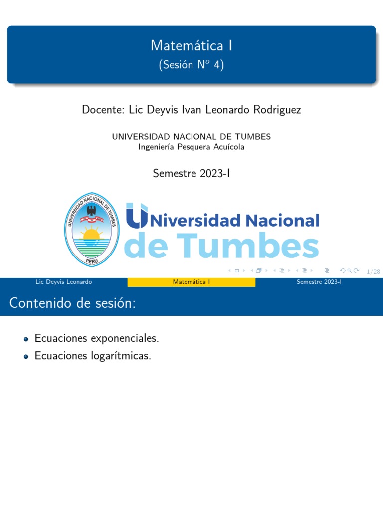 Matem Tica I 2 Copy | PDF | Logaritmo | Ecuaciones