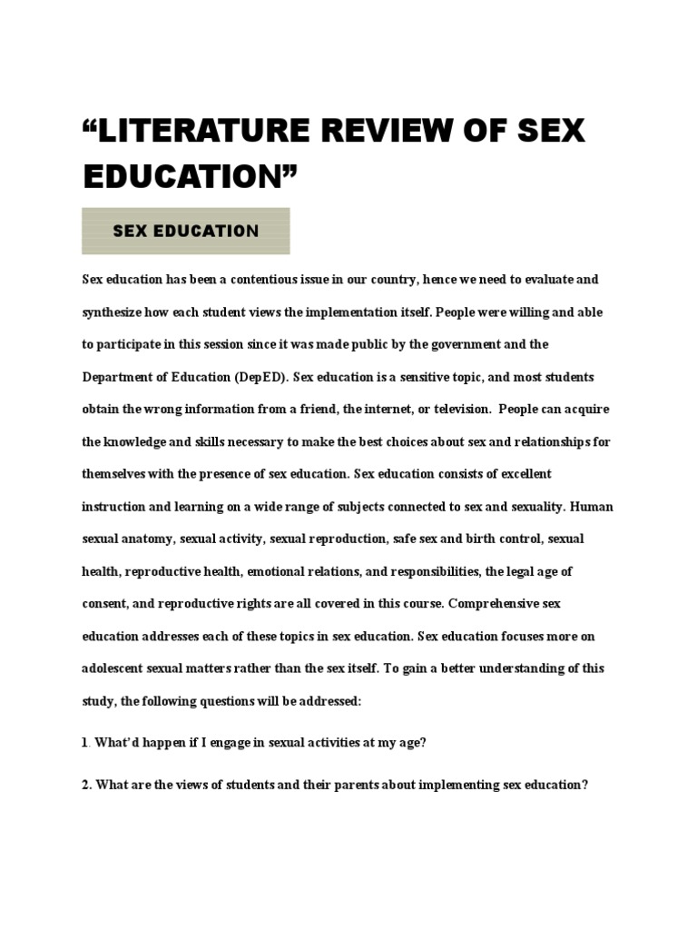 Literature Review of Sex Education | PDF