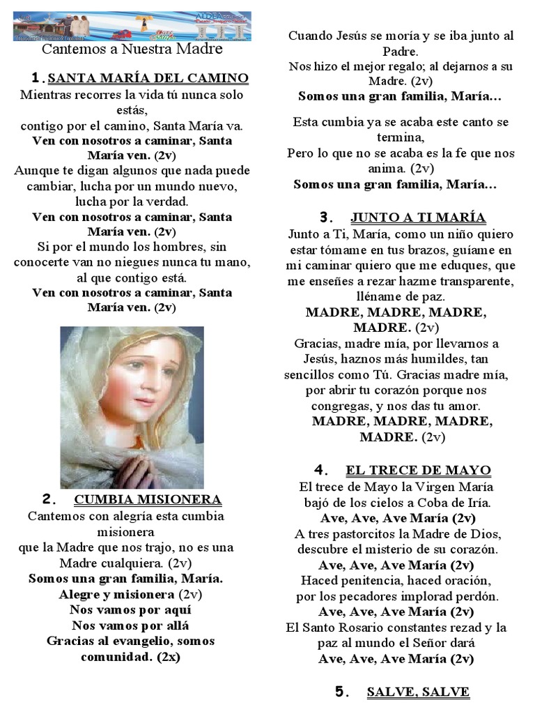 Cantos para Nuestra Madre | PDF | María, madre de Jesús | Oración