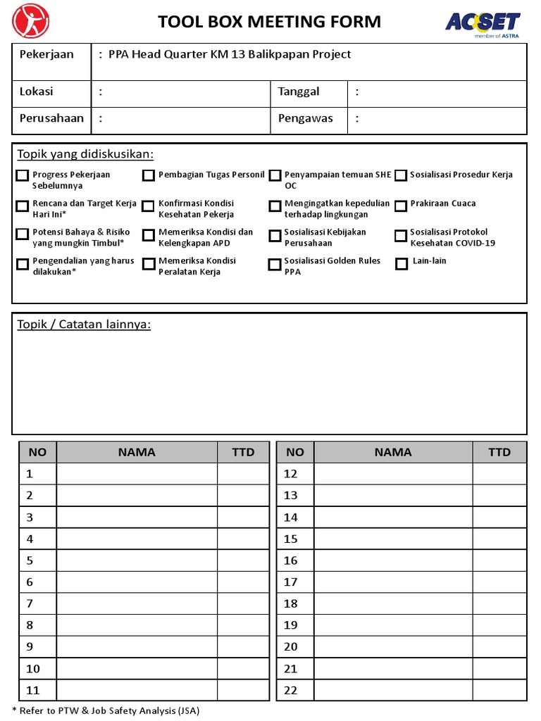 TBM Form | PDF