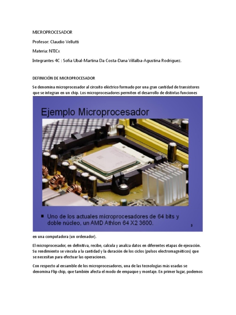 Definición y Partes del Microprocesador | PDF