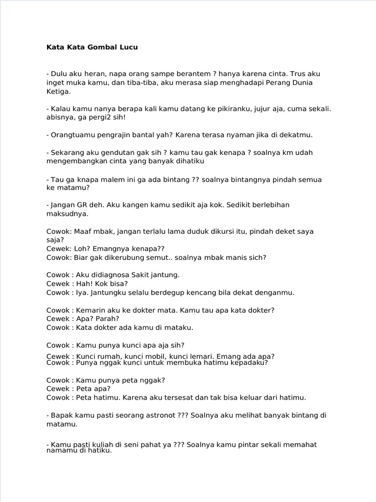 Vdocuments - MX - Kumpulan-Kata2-Gombal-Lucu 2 | PDF