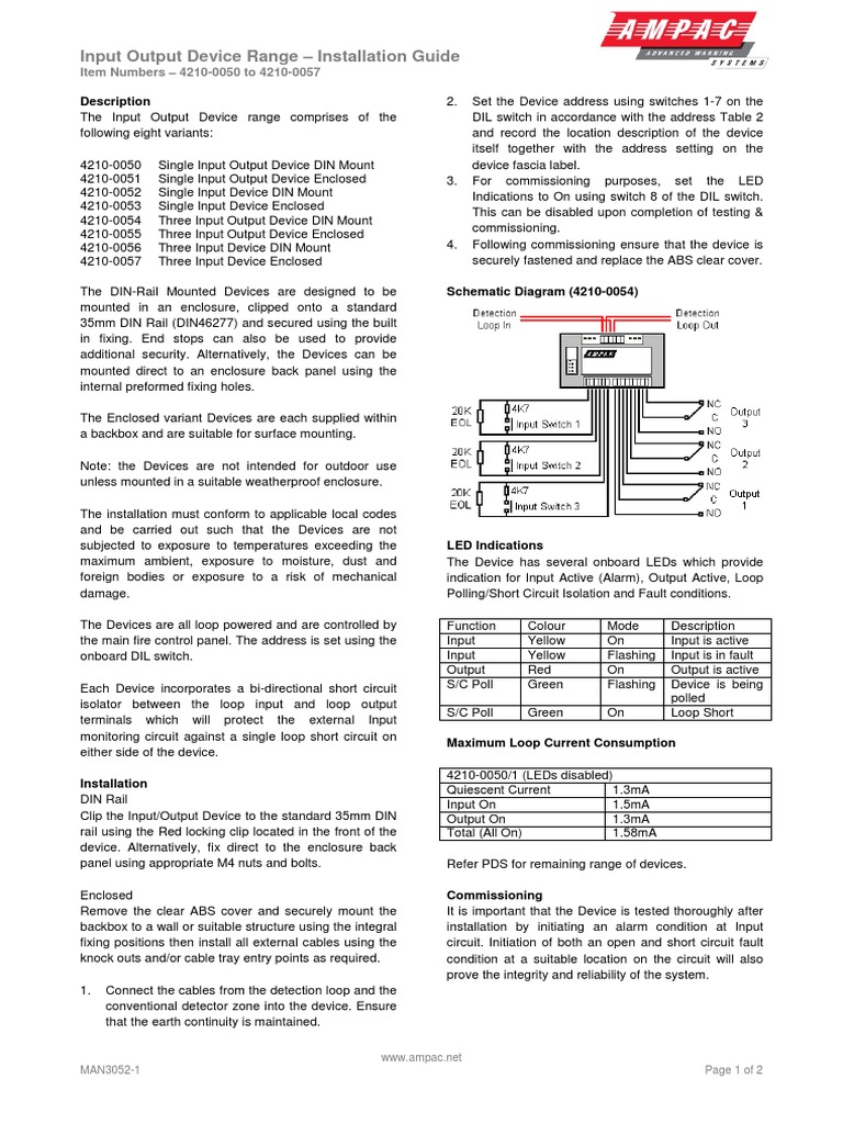MAN3052 Input Output Device Range - Installation Guide | PDF