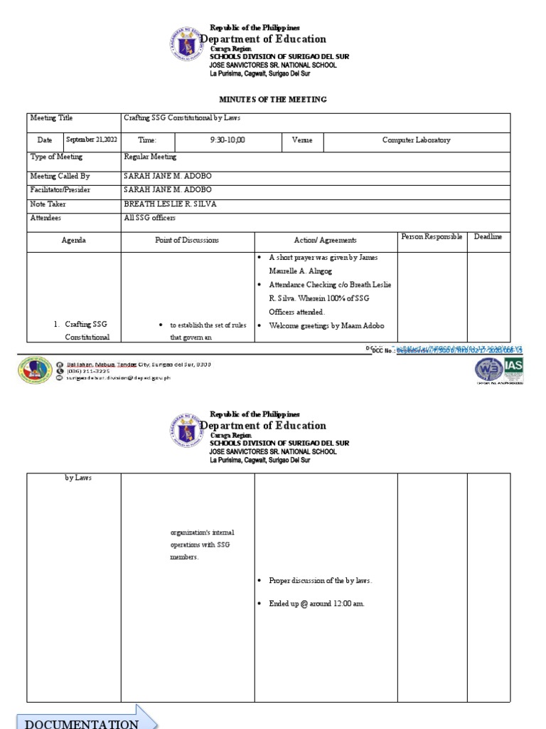 SSG Minutes | PDF | Philippines